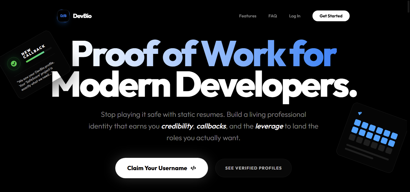 DevBio - The Ultimate Developer Portfolio Platform